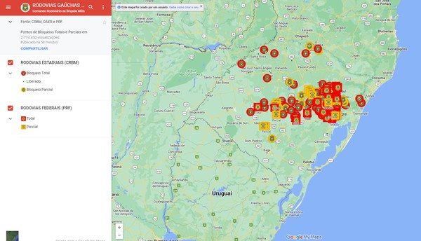 Governo disponibiliza mapa interativo que mostra bloqueios em rodovias ...